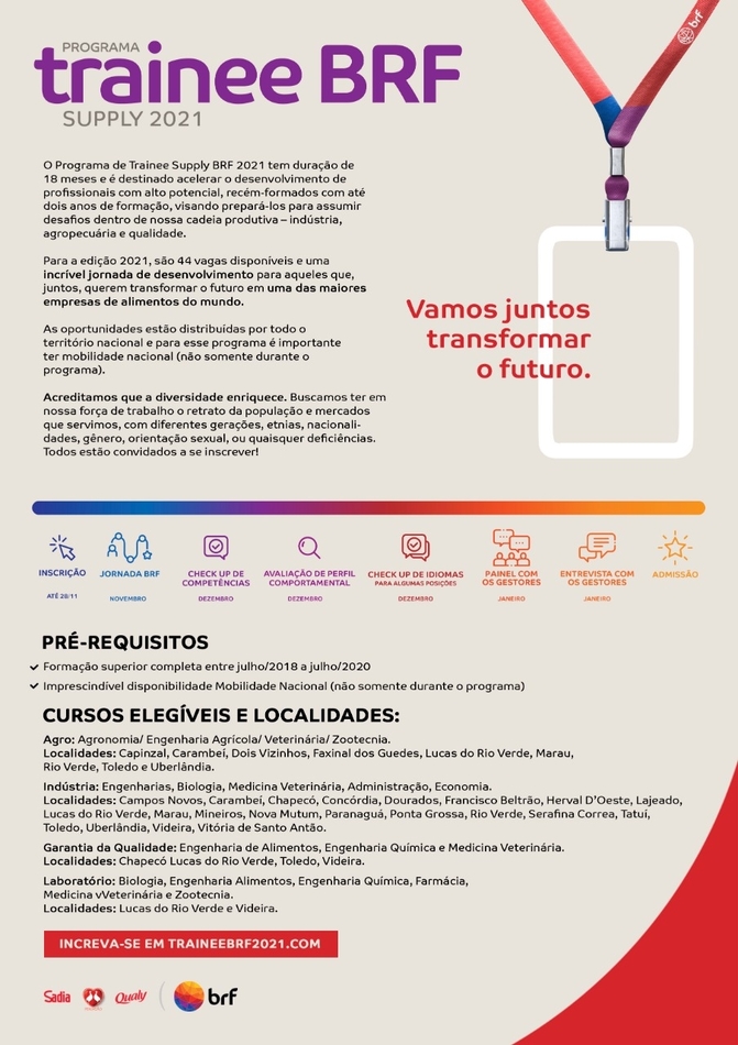 Programa de Trainee Supply BRF 2021 – Curso de Agronomia